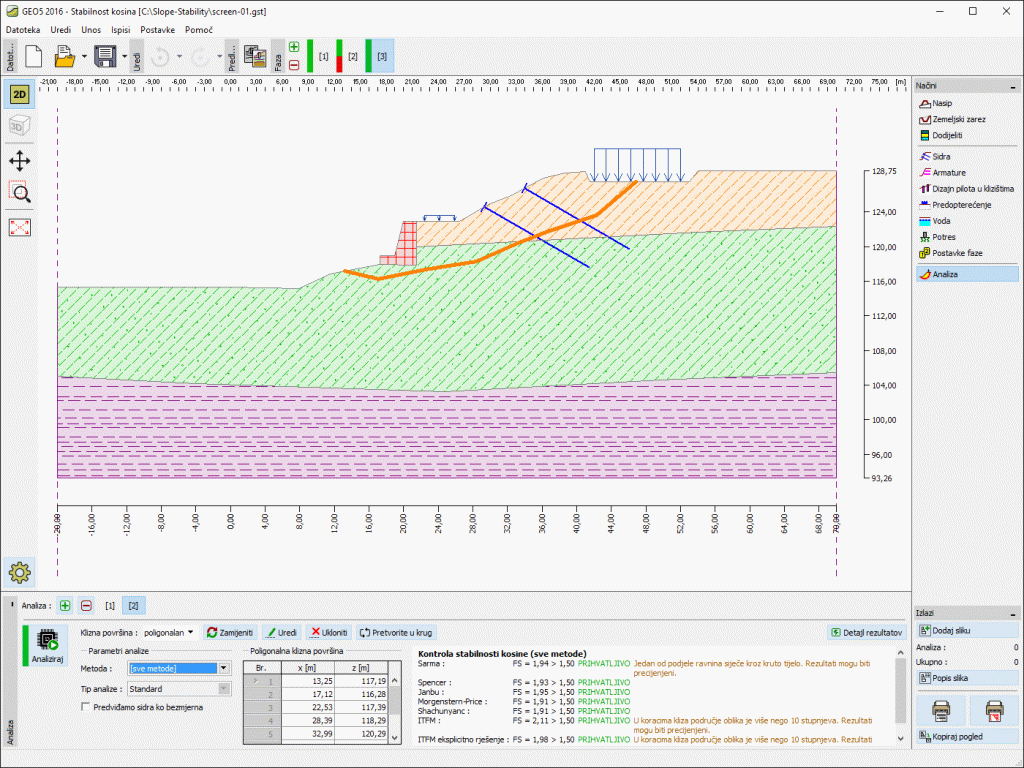 Stabilnost kosina – Analiza stabilnosti kosina – Geo5 Software
